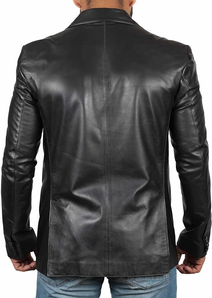 Genuine Leather Blazer for Men's Black Lambskin Blazer - Etsy