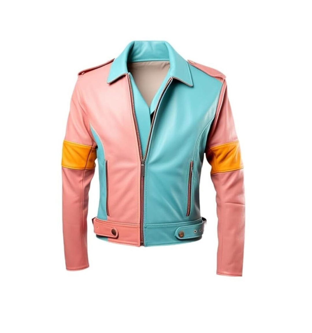 Mens Genuine Leather Multi Color Jacket Two Tone Stylish - Etsy
