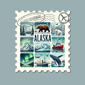 Watercolor Alaska Stamp Sticker: Waterproof Vinyl Travel Decal - Etsy