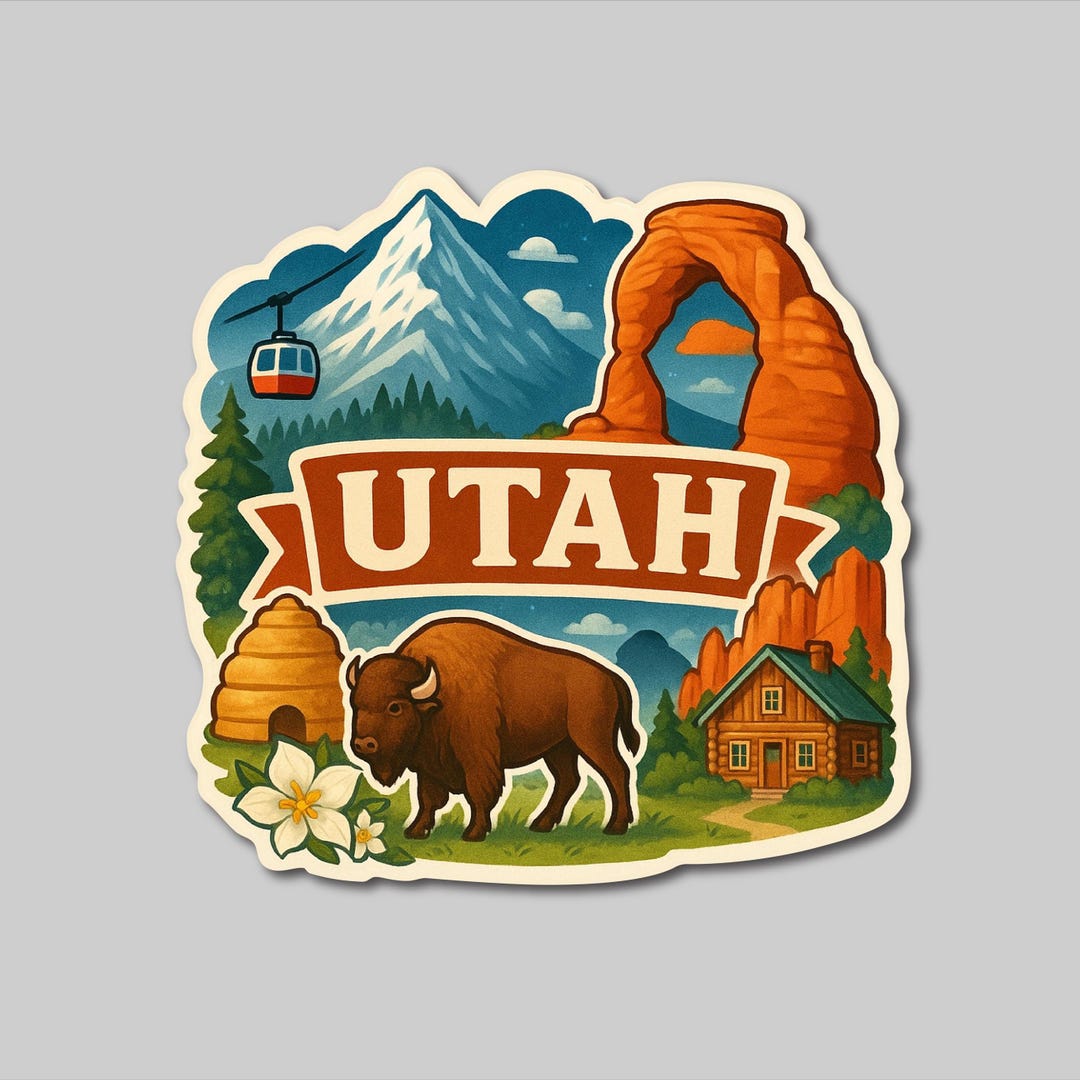 Utah Travel Sticker: Watercolor Vinyl Decal - Etsy UK