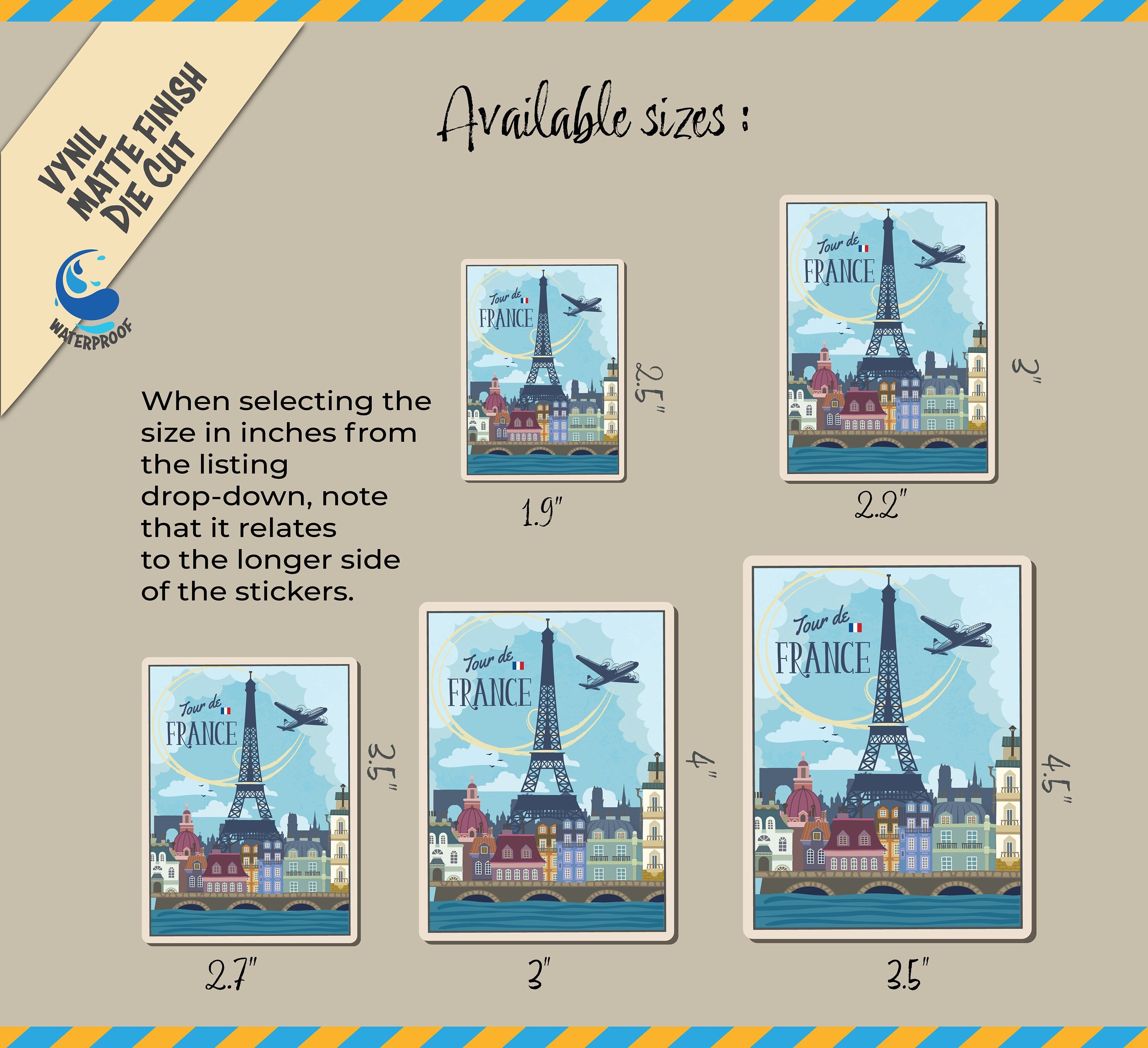 Retro Paris Vinyl Sticker Paris Sticker, Eiffel Tower, Paris Sticker ...