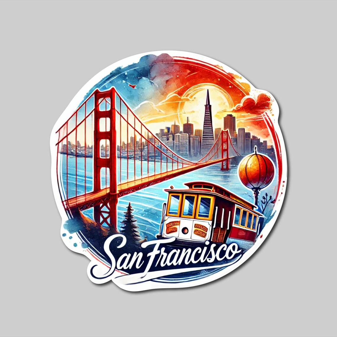 San Francisco Sticker: Watercolor Style Vinyl Decal - Etsy