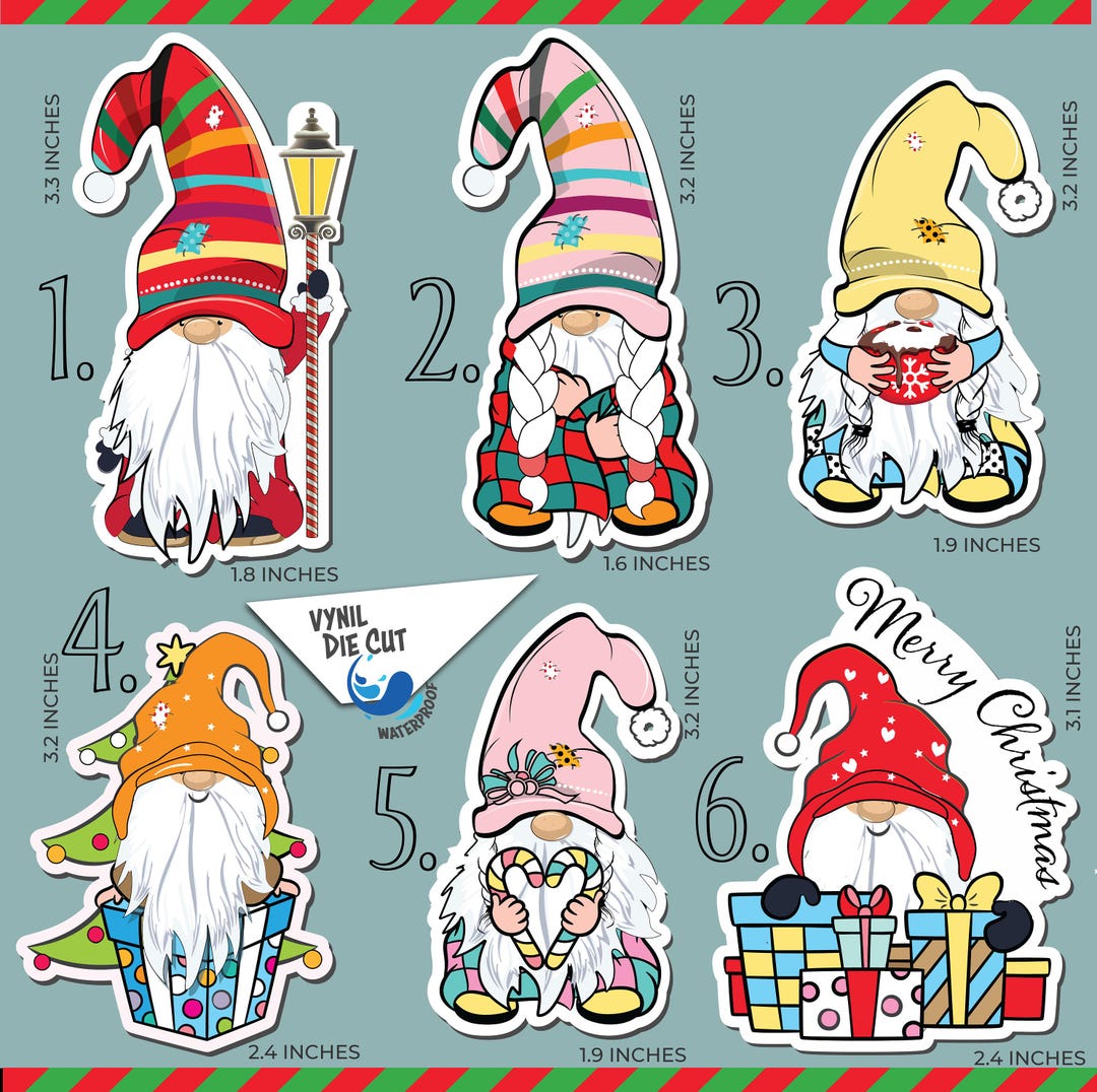 Personalized Christmas Gnome Sticker Set, Christmas Sticker Pack ...
