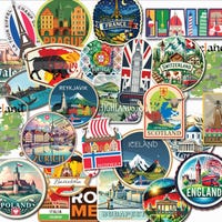 6 Sticker Sheets of PVC Vintage Paris Travel Stickers, Travel Landmark ...