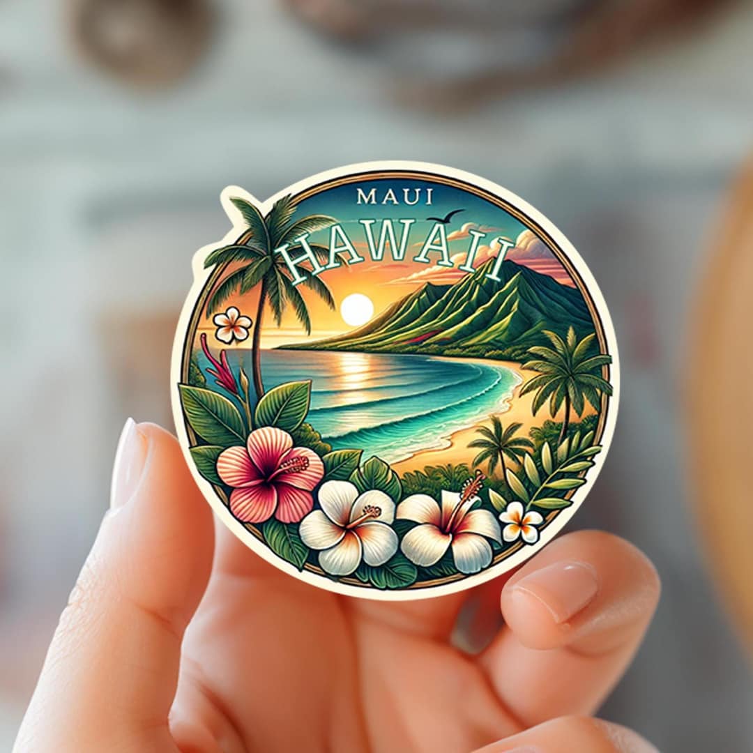 Maui Hawaii Sticker: Waterproof Vinyl Decal, Travel Art - Etsy