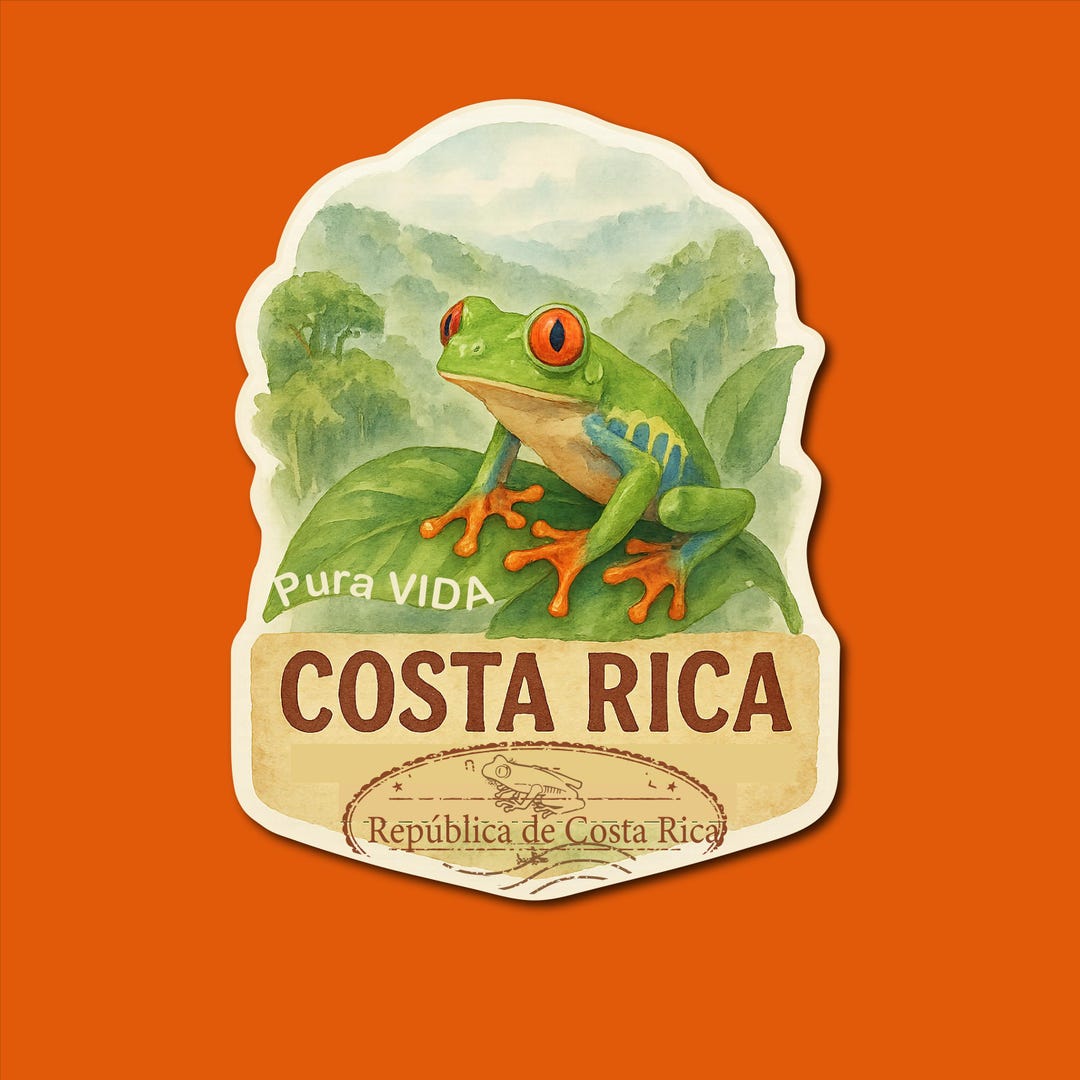 Costa Rica Sticker: Waterproof Vinyl Travel Decal - Watercolor Style - Etsy