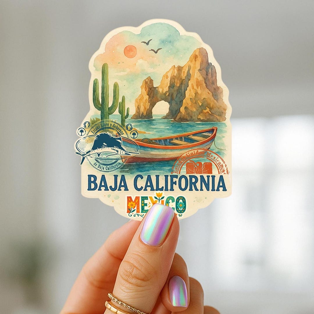 Baja California Mexico Sticker: Watercolor Travel Decal, Waterproof ...
