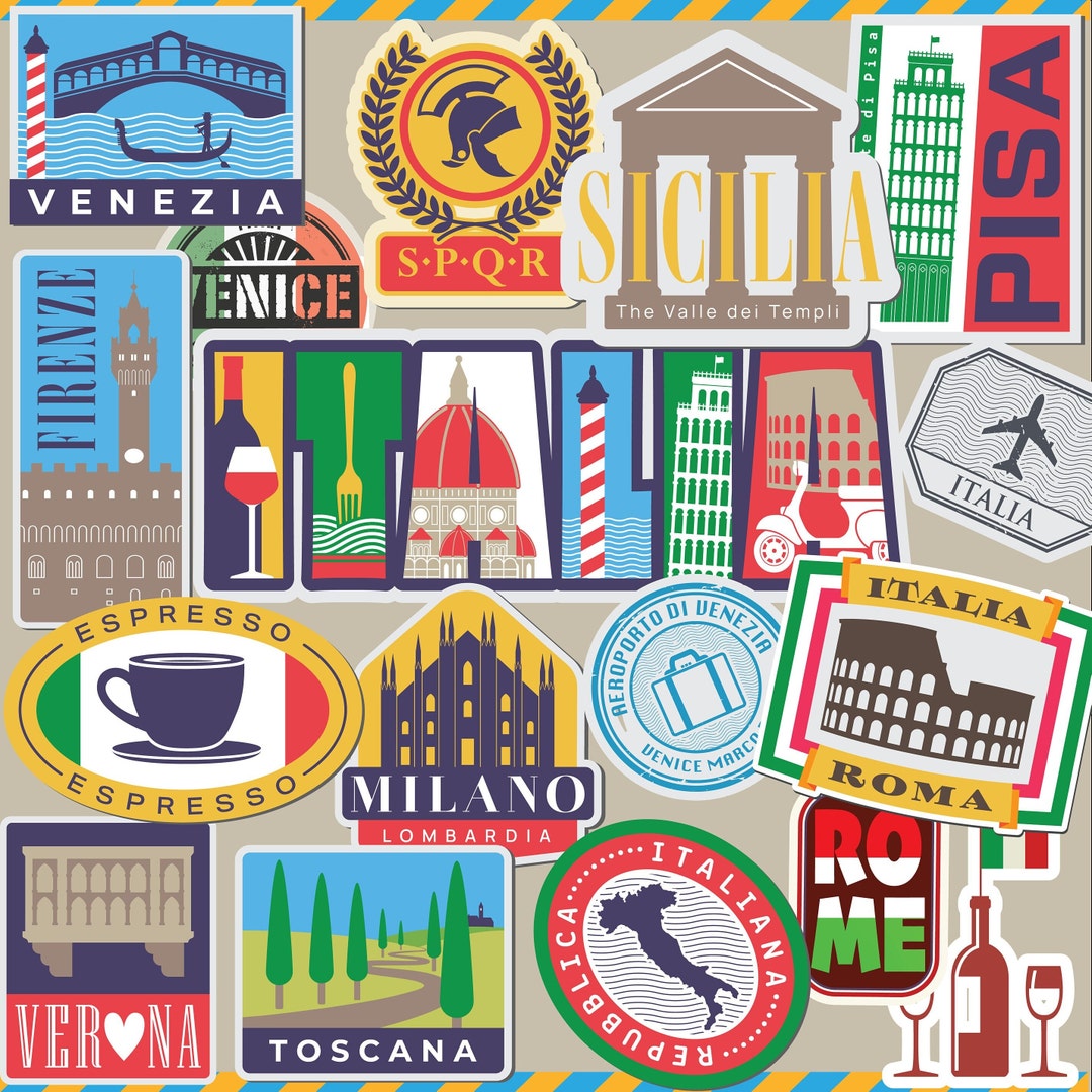 10/16 Vinyl Italy Stickers, Die Cut Decal Set, Italy Sticker Pack ...