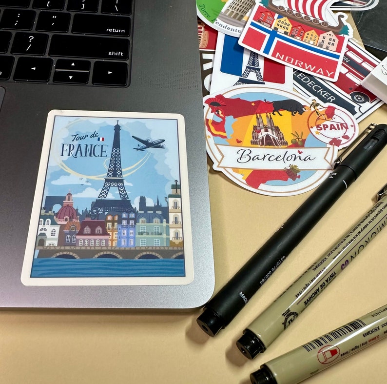 Retro Paris Vinyl Sticker Paris Sticker, Eiffel Tower, Paris Sticker ...