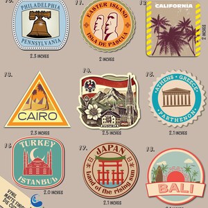Travel Stickers Pack 10/20/30/36 Piece, Custom Travel Sticker Pack ...