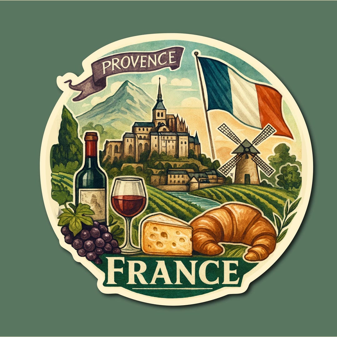 France Provence Sticker: Watercolor Travel Decal, Waterproof Vinyl - Etsy