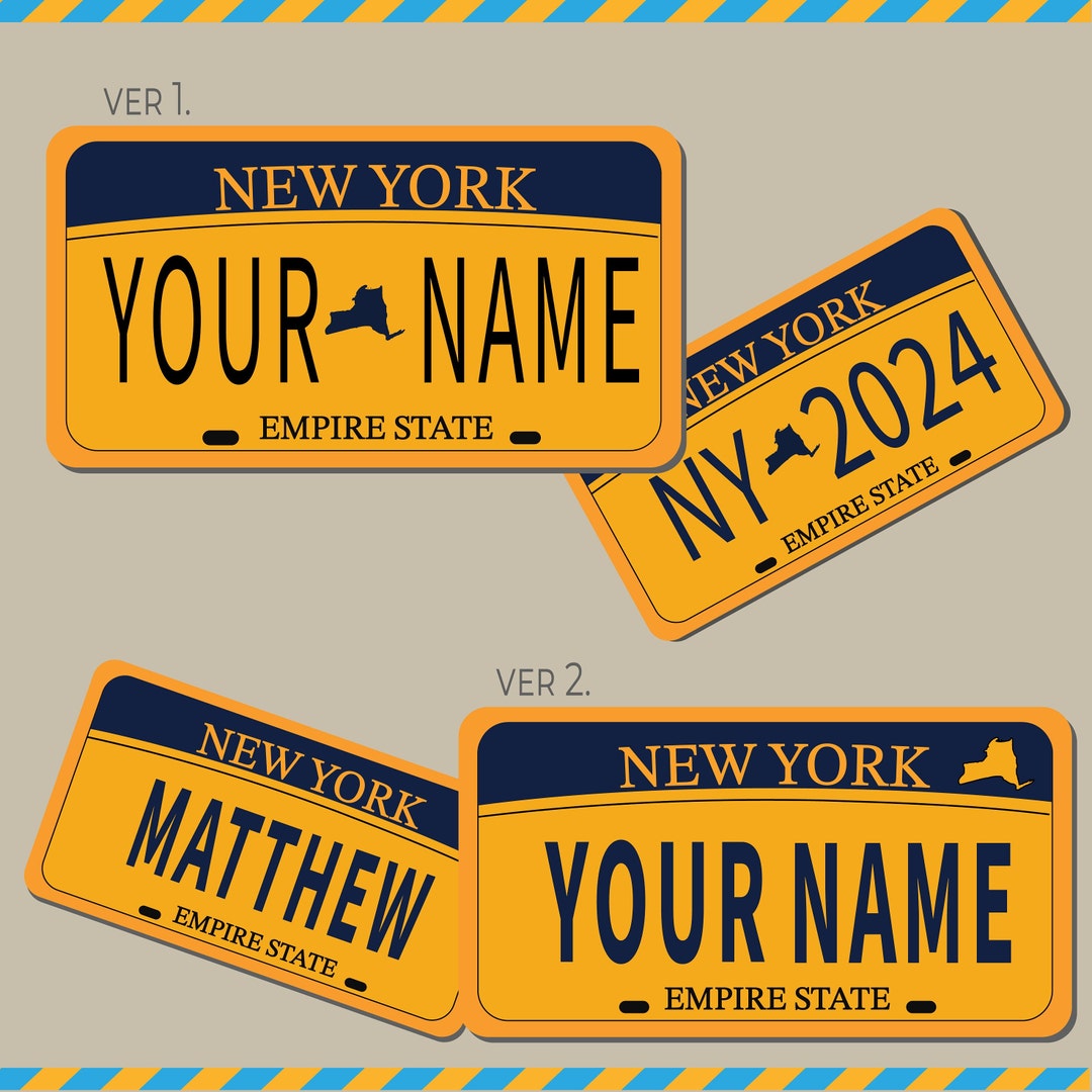 Personalized NEW YORK Sticker, Custom Name New York License Plate ...