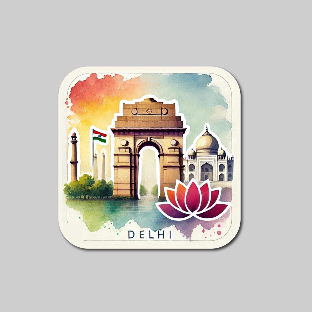 Delhi India Watercolor Sticker: Waterproof Vinyl Decal - Etsy