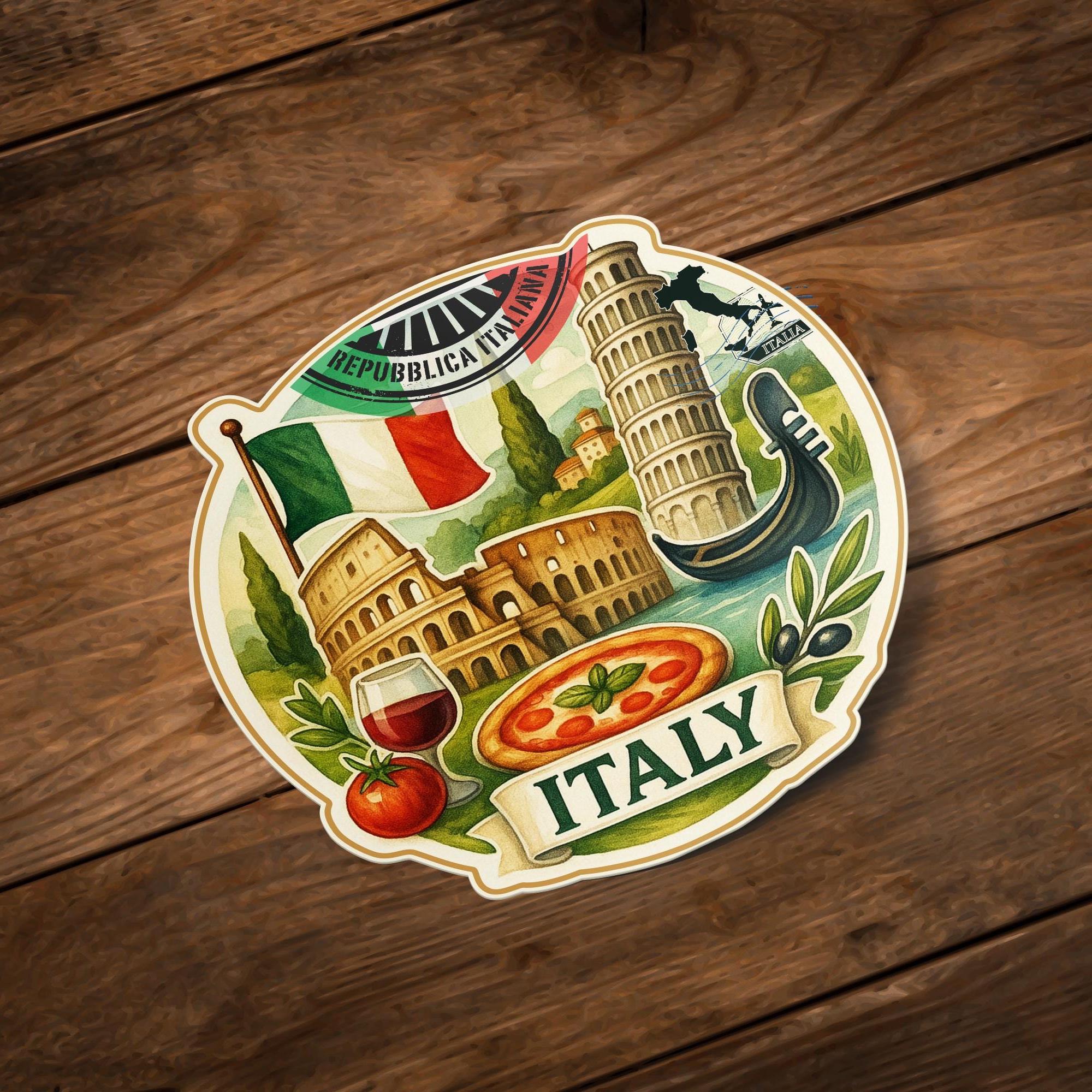 Italy Travel Sticker: Watercolor Vintage Waterproof Vinyl Decal for ...