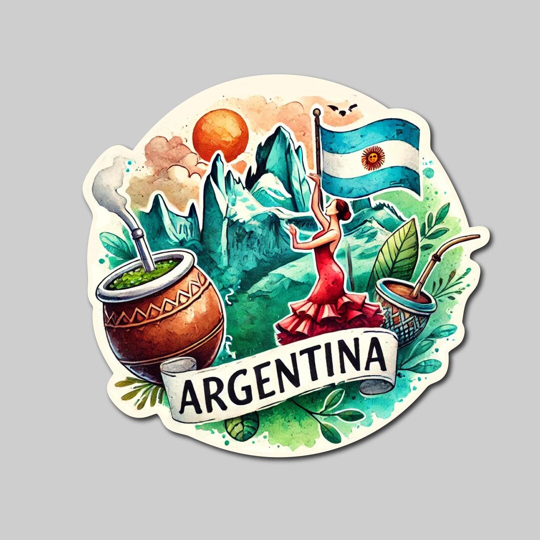 Argentina Sticker Watercolor, Vinyl Sticker, Travel Ephemera, Laptop ...
