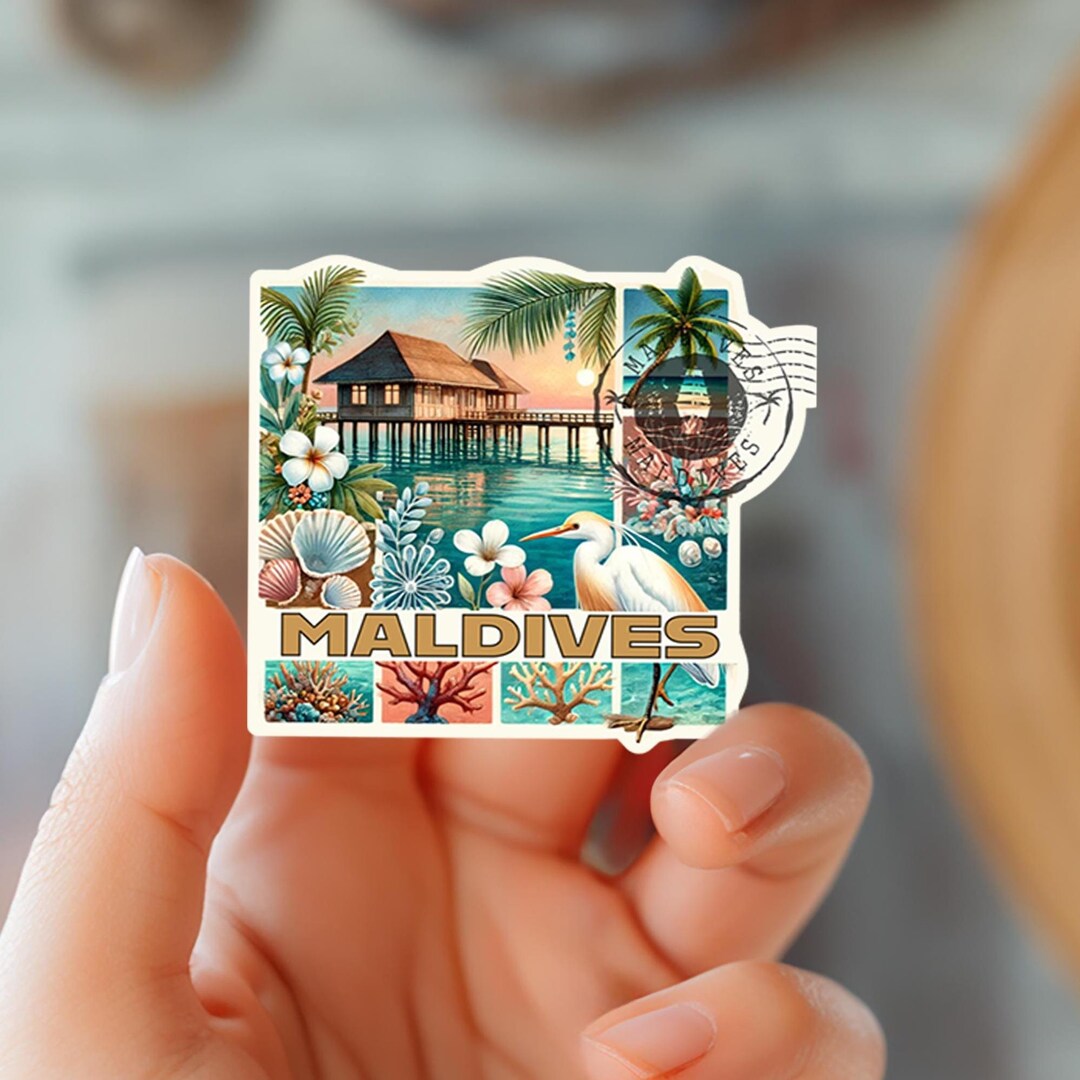 Maldives Watercolor Sticker: Waterproof Vinyl Travel Decal - Etsy
