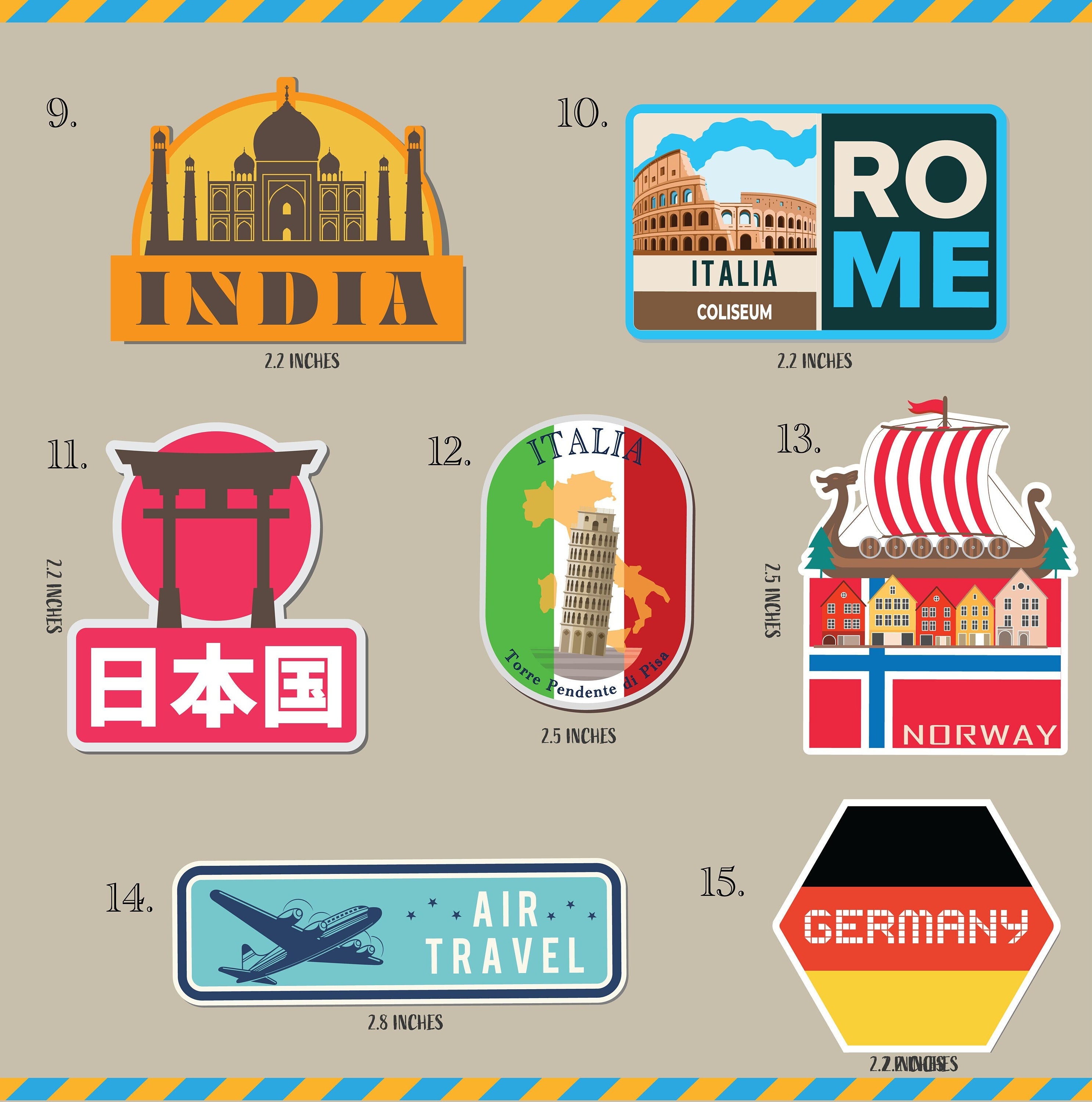 World Travel Sticker Pack 10/20/30/40 Piece, Travel Ephemera ...