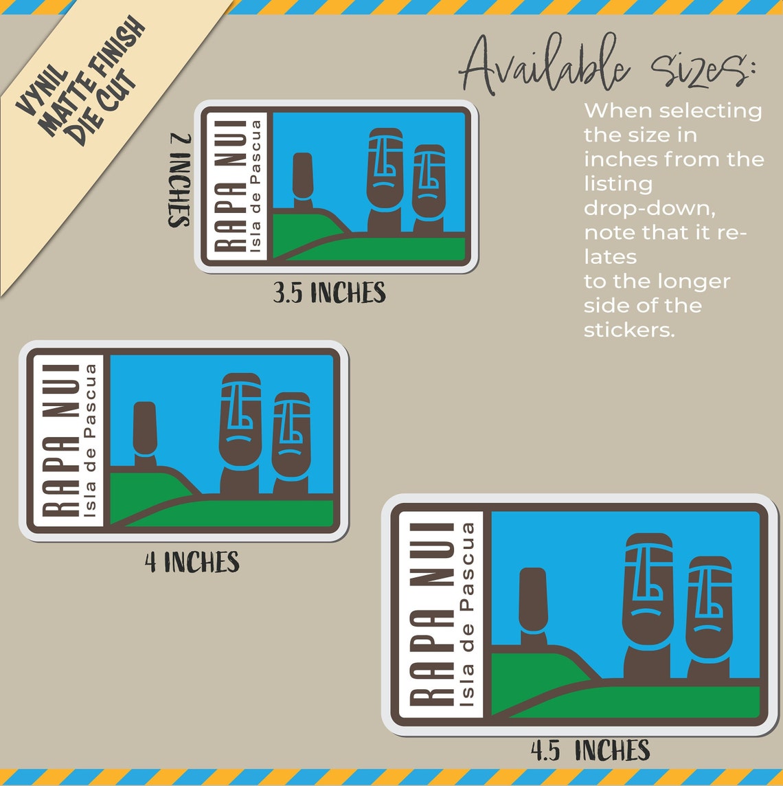 Ester Island Sticker Rapa Nui Vinyl Sticker Chile Sticker Travel ...