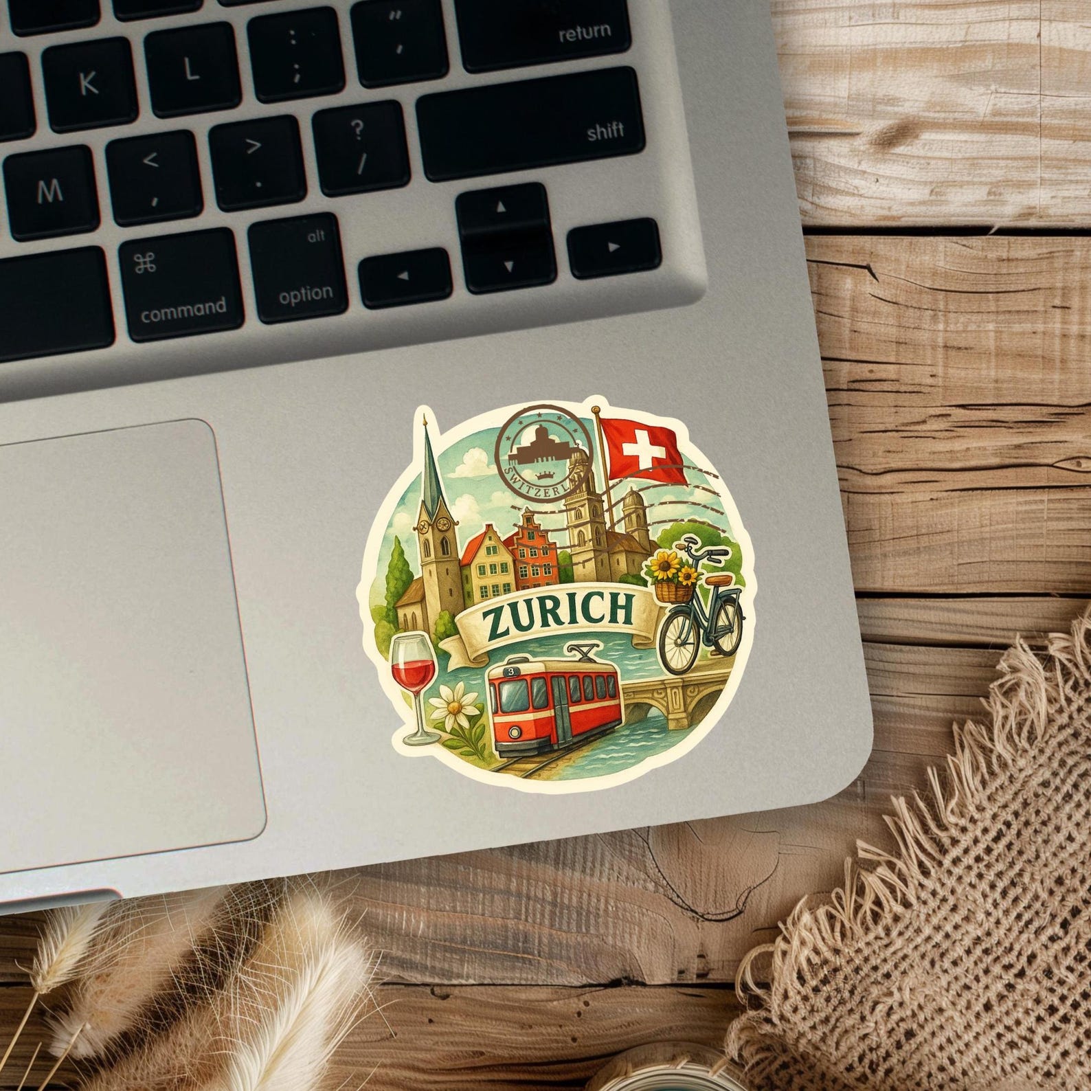 Zurich Switzerland Sticker: Vintage Weatherproof Sticker, Travel ...