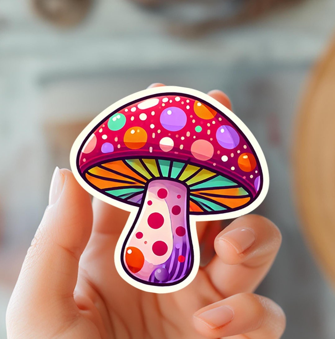 Mushroom Sticker, Colorful Psychedelic Stickers, Fungi Stickers, Magic ...