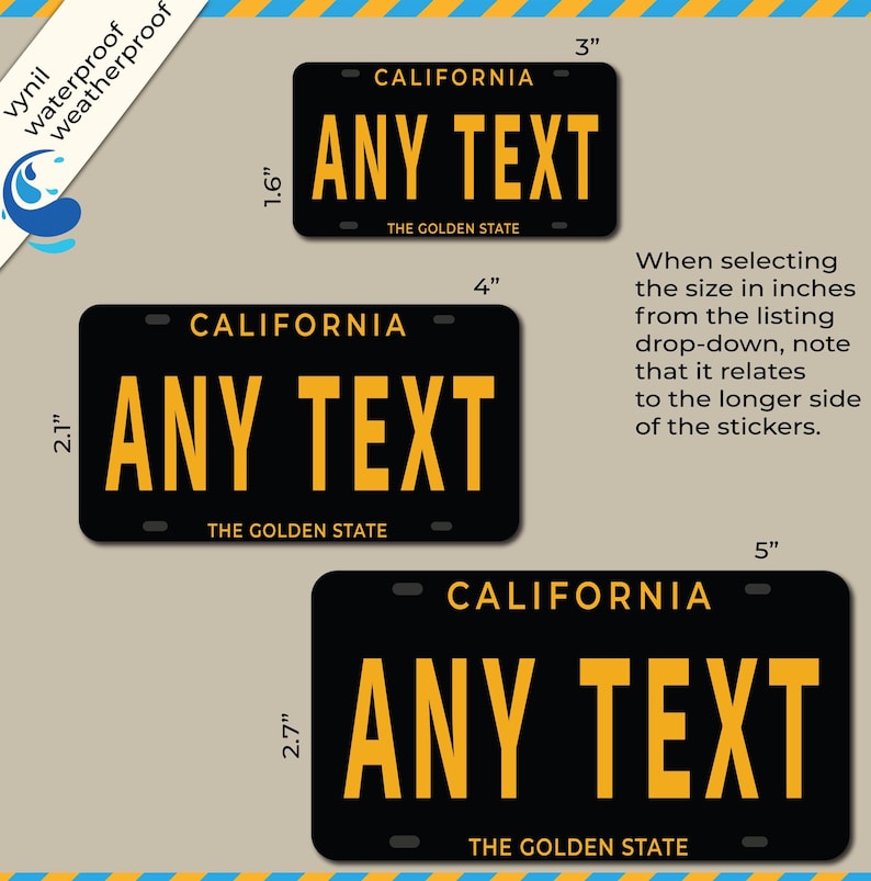 Personalized California License Plate Sticker: Custom Name, Waterproof ...