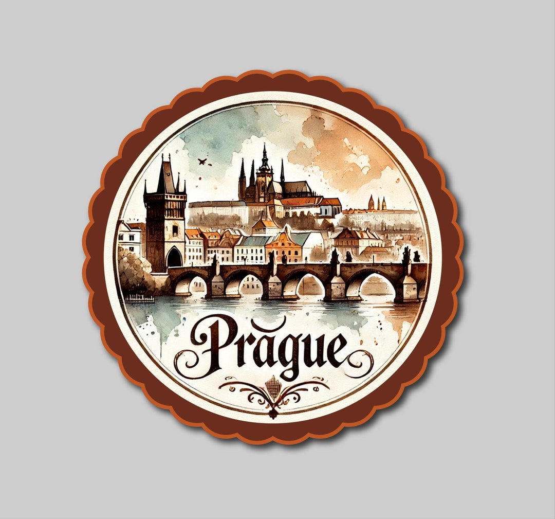 Prague Watercolor Sticker: Travel Decal for Laptop, Water Bottle - Etsy