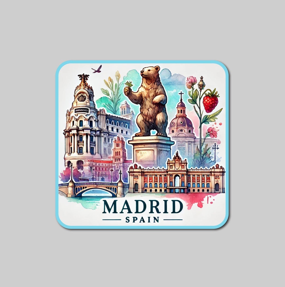 Madrid Spain Sticker: Watercolor Travel Vinyl Decal - Etsy