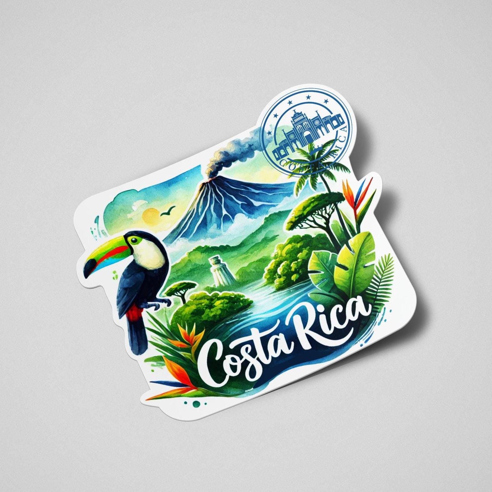 Costa Rica Sticker: Waterproof Vinyl Travel Decal - Watercolor Style - Etsy