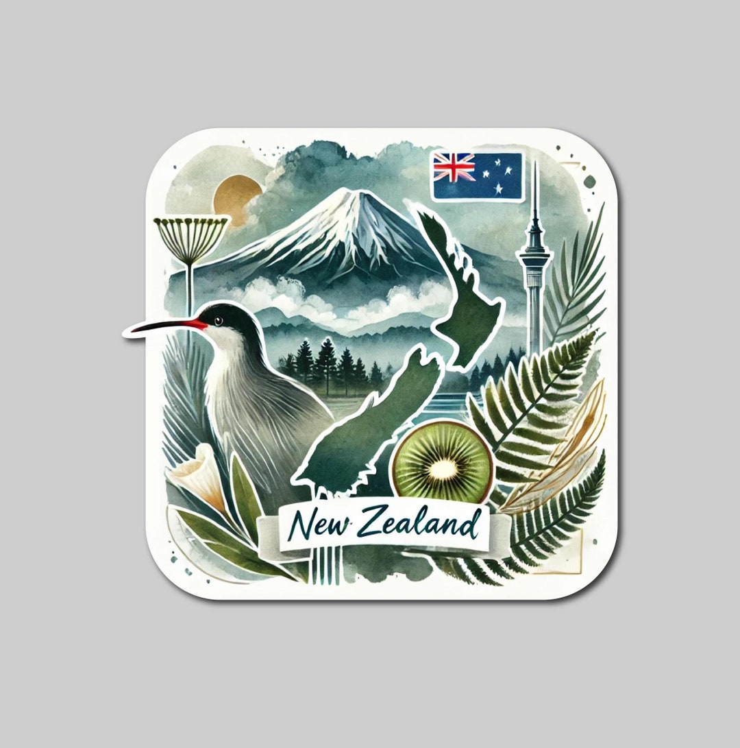 New Zealand Sticker: Watercolor Travel Decal, Waterproof Vinyl - Etsy