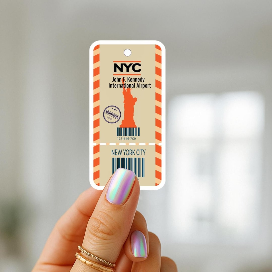NYC Airport Tag Sticker: Watercolor Vinyl Decal for Laptop, Luggage ...