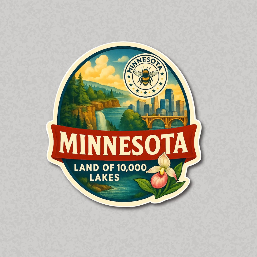 Minnesota Sticker: Vinyl Decal Laptop, Luggage, Phones, Journals, Car ...