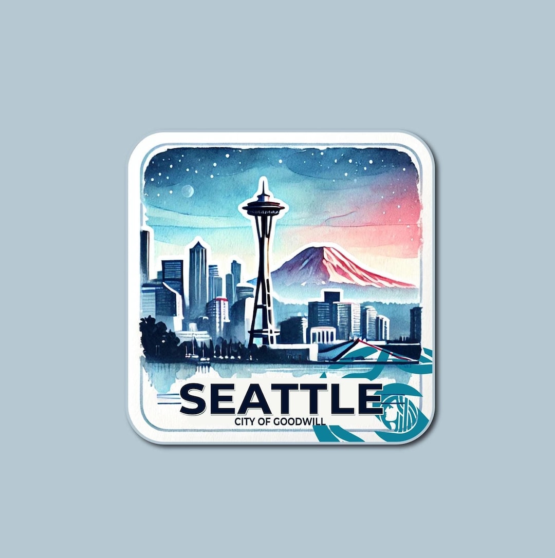 Seattle Sticker, Vinyl Sticker, Luggage Sticker, Travel Ephemera ...