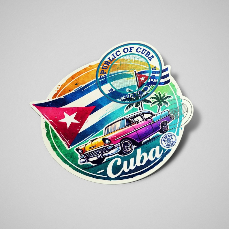 Cuba Travel Sticker: Waterproof Vinyl, Watercolor Style - Etsy