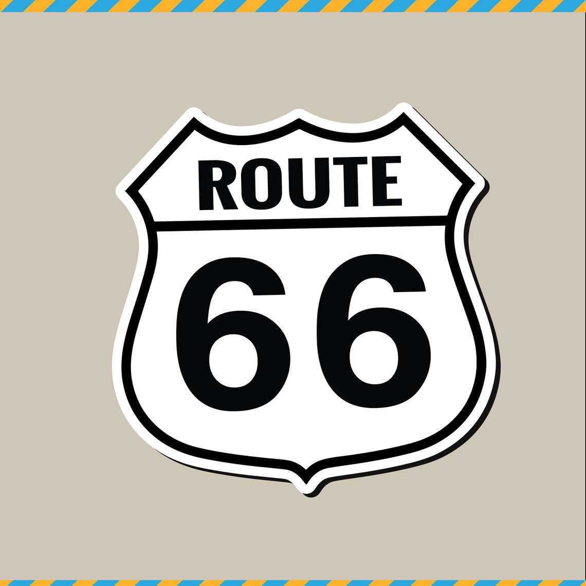 Route 66 Sticker, United States Road Sign, Road Trip Route Die Cut ...