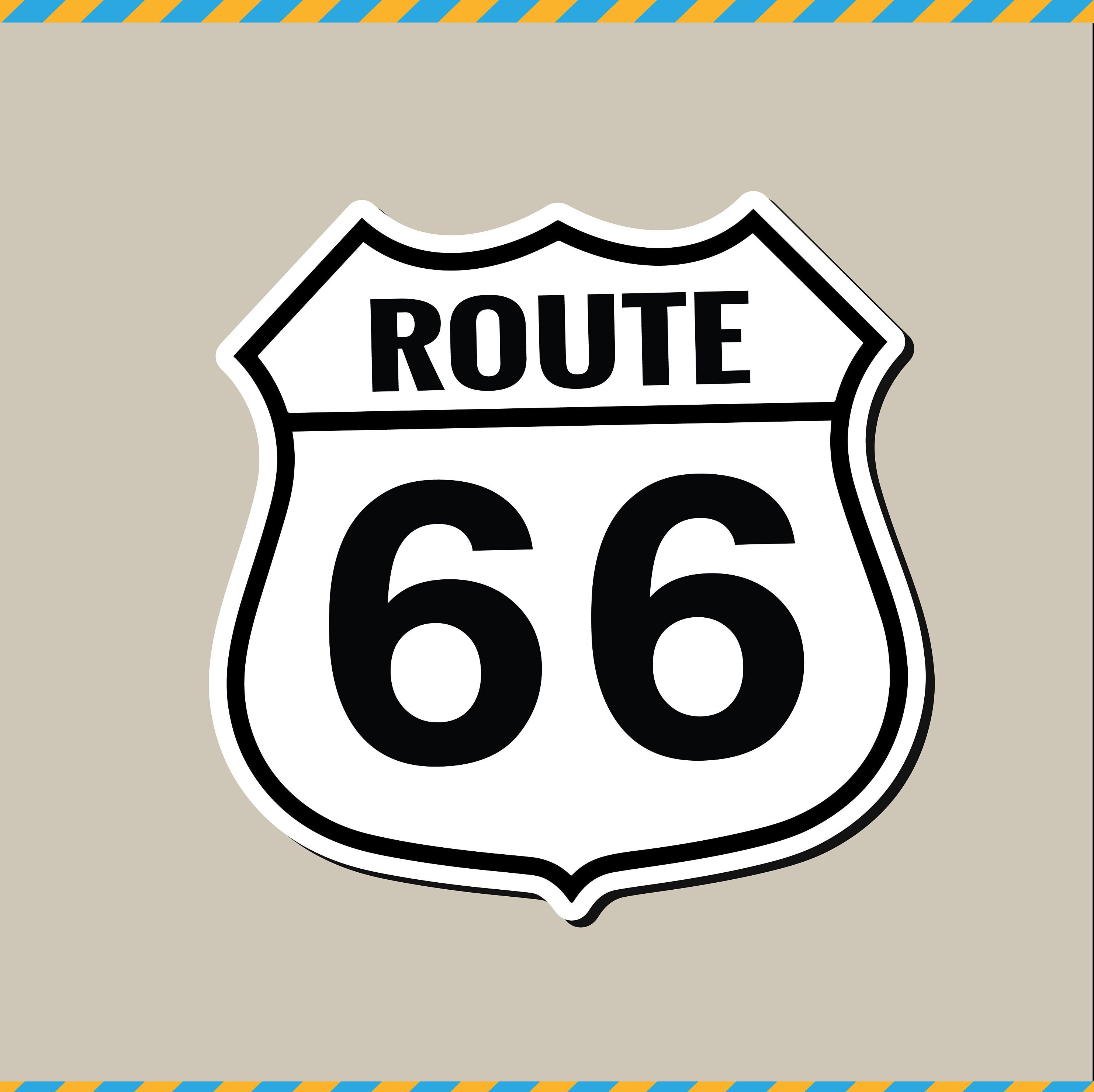 Route 66 Sticker, United States Road Sign, Road Trip Route Die Cut ...