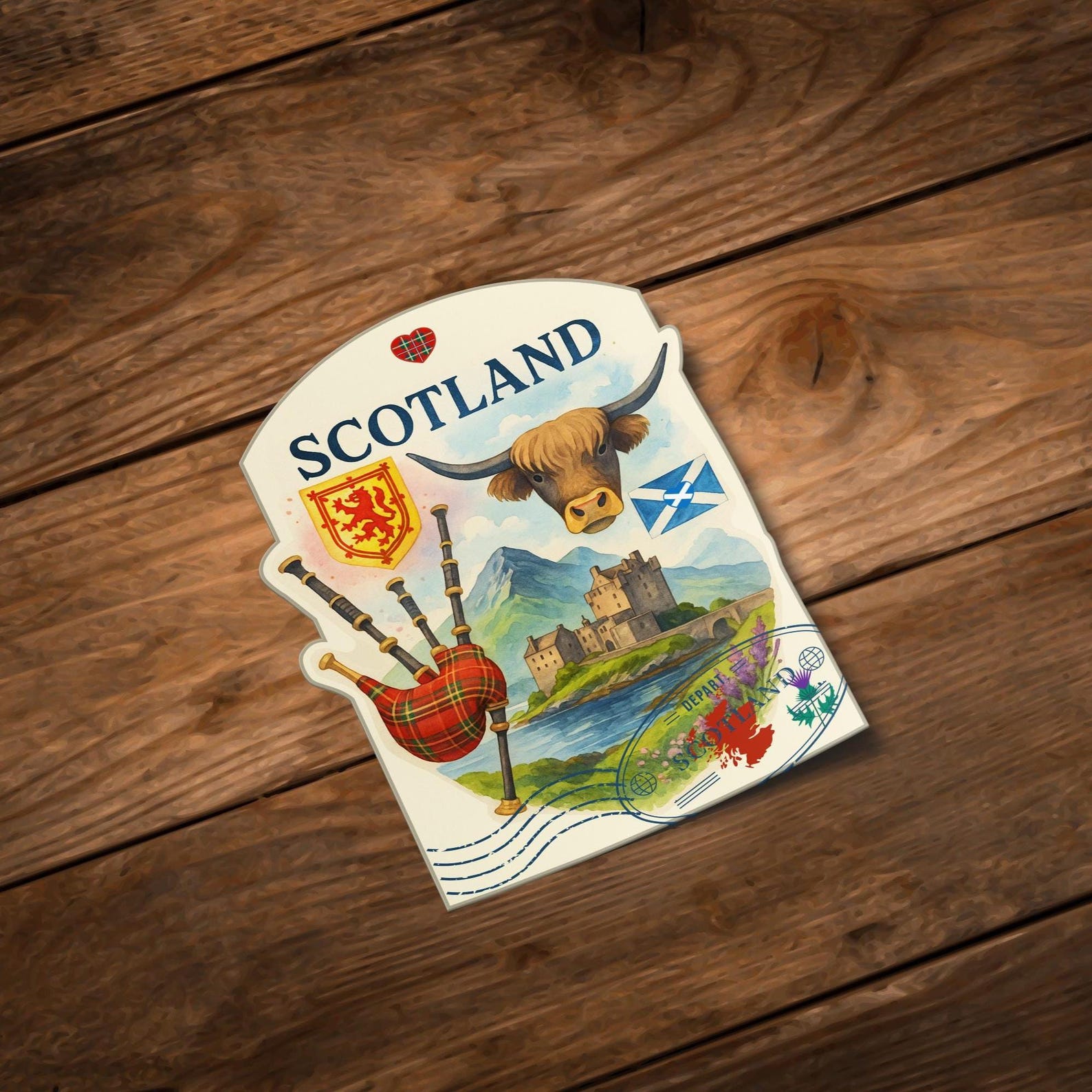 Scotland Vintage Travel Sticker: Waterproof Matte Vinyl Scottish Decal ...