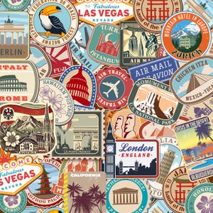 Travel Stickers Pack 10/20/30/36 Piece, Custom Travel Sticker Pack ...