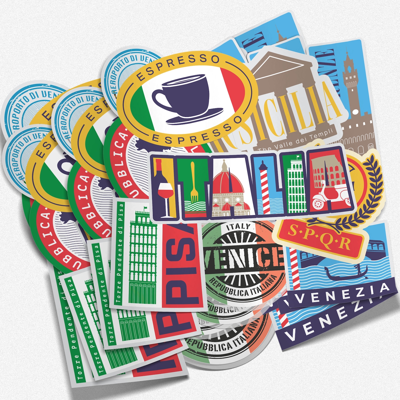 10/16 Vinyl Italy Stickers, Die Cut Decal Set, Italy Sticker Pack ...