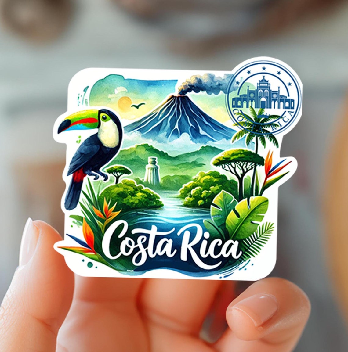 Costa Rica Sticker: Waterproof Vinyl Travel Decal - Watercolor Style - Etsy