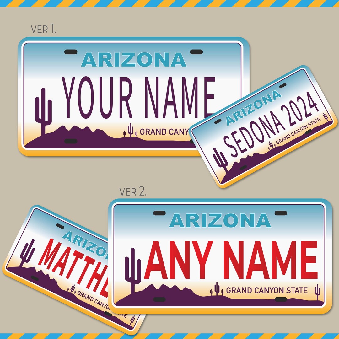 Personalized Arizona License Plate Sticker: Custom Name Waterproof ...