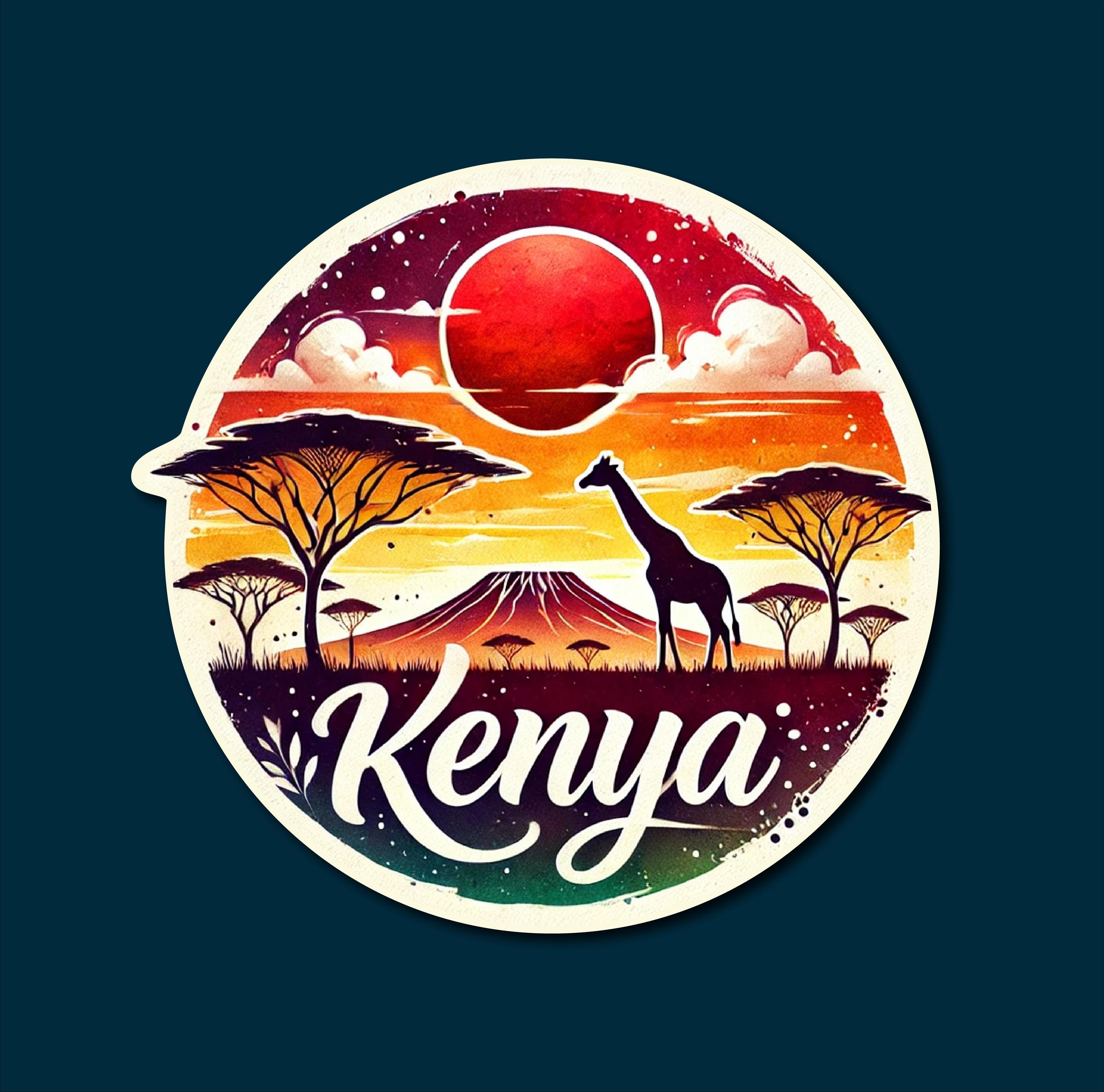 Kenya Sunset Sticker: Watercolor Style Vinyl Decal - Etsy