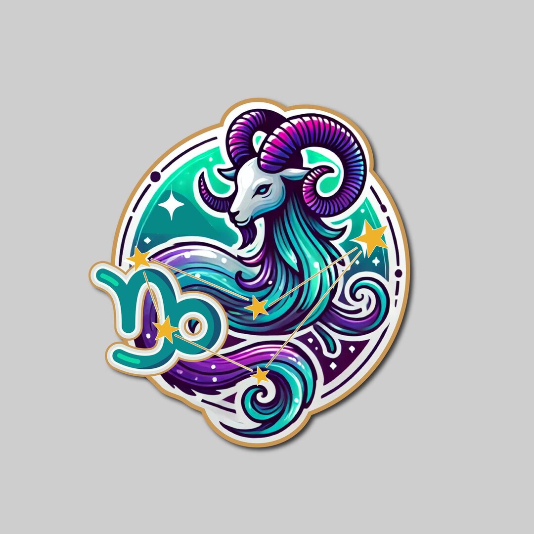 Capricorn Zodiac Sticker: Watercolor Astrology, Waterproof Vinyl - Etsy
