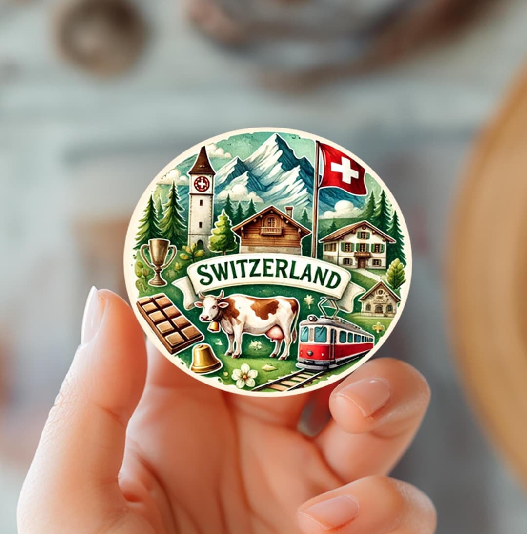 Swiss Watercolor Sticker: Switzerland Travel Vinyl Decal - Etsy