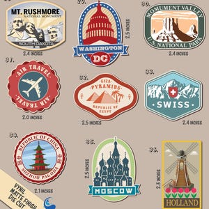 Travel Stickers Pack 10/20/30/36 Piece, Custom Travel Sticker Pack ...