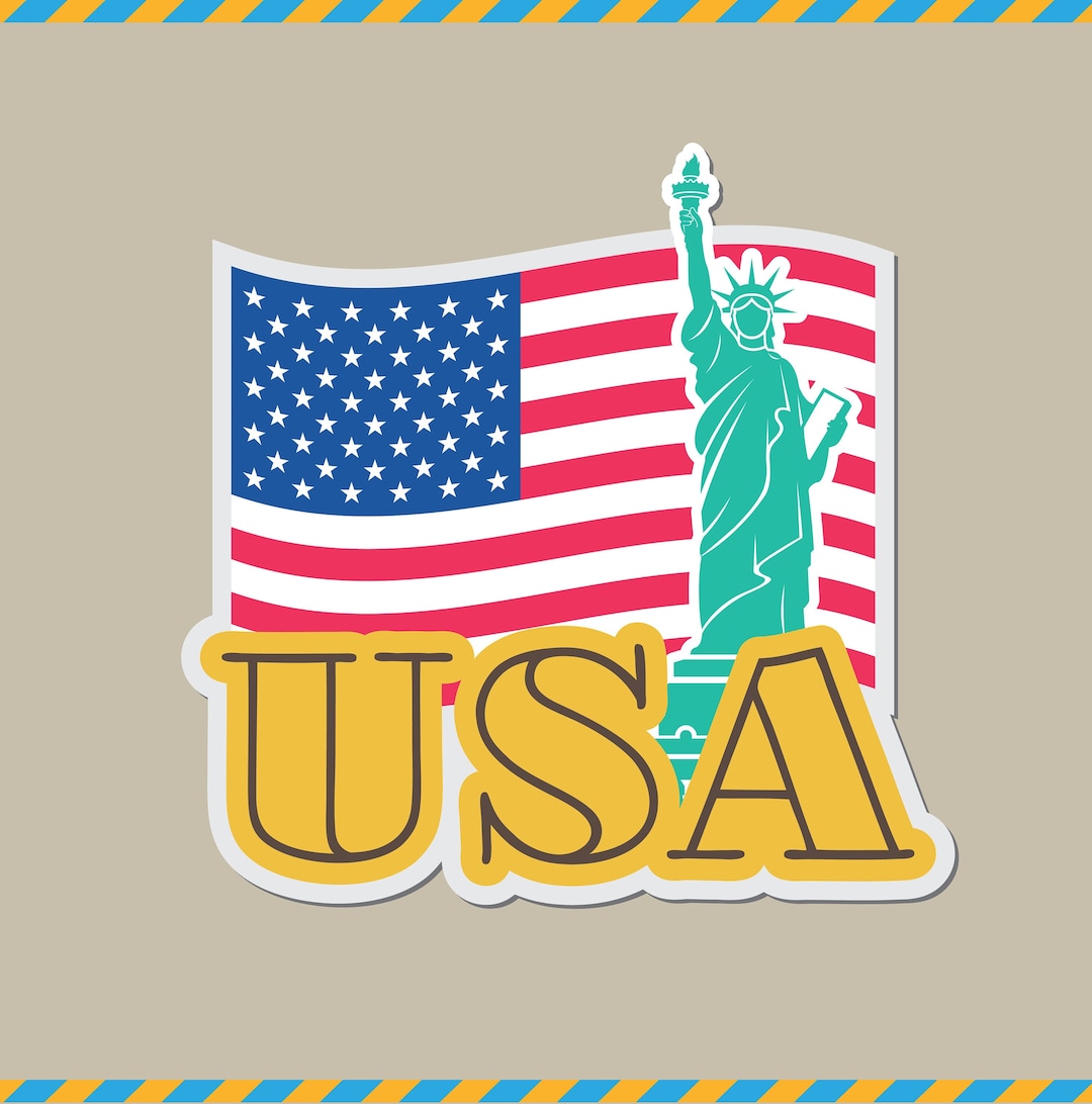 USA Sticker USA Flag Vinyl Sticker Travel Ephemera Waterproof Vinyl ...