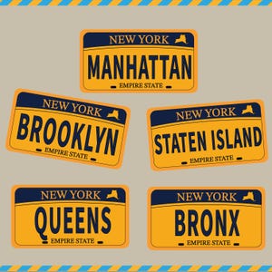 New York City Borough License Plate Sticker: Waterproof Vinyl Decal - Etsy