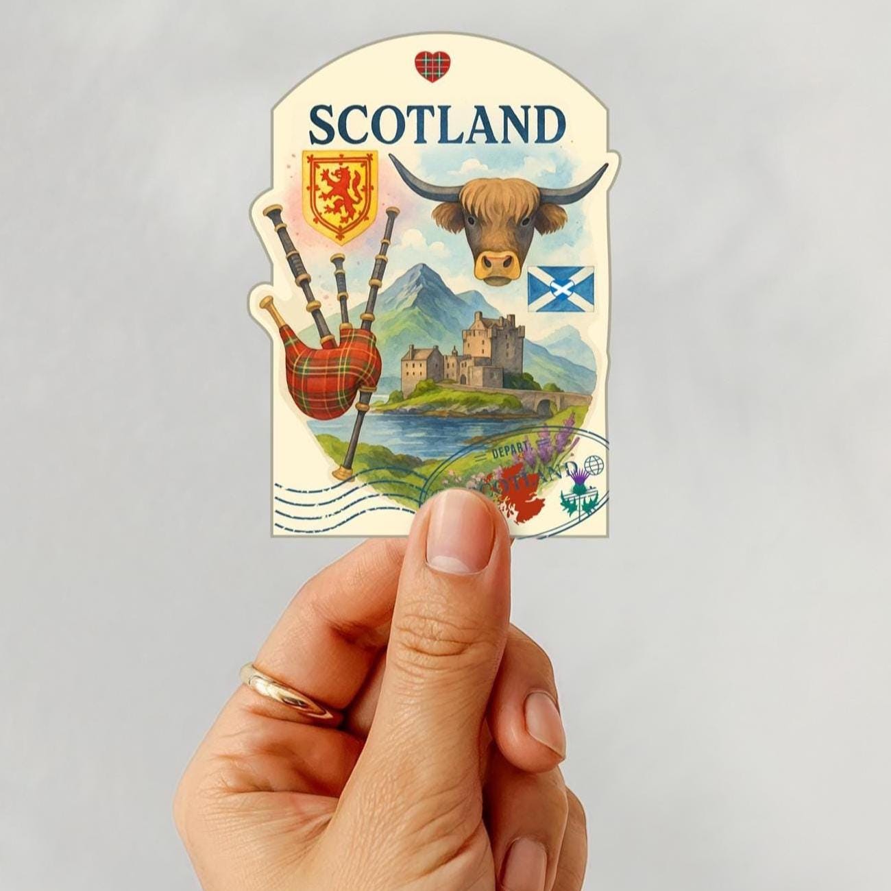 Scotland Vintage Travel Sticker: Waterproof Matte Vinyl Scottish Decal ...