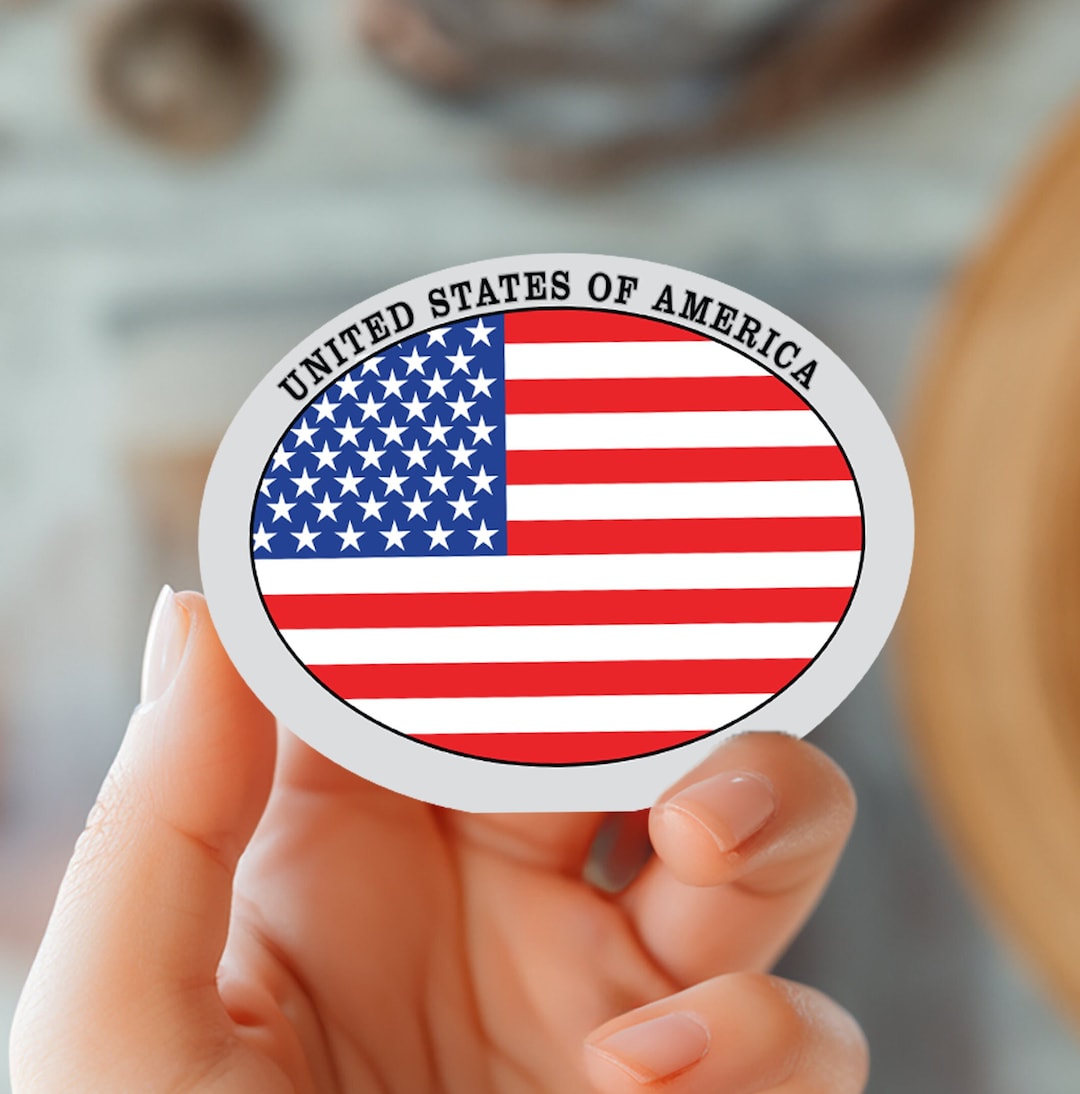 USA Sticker | USA Flag Vinyl Sticker | Travel Ephemera | Waterproof ...