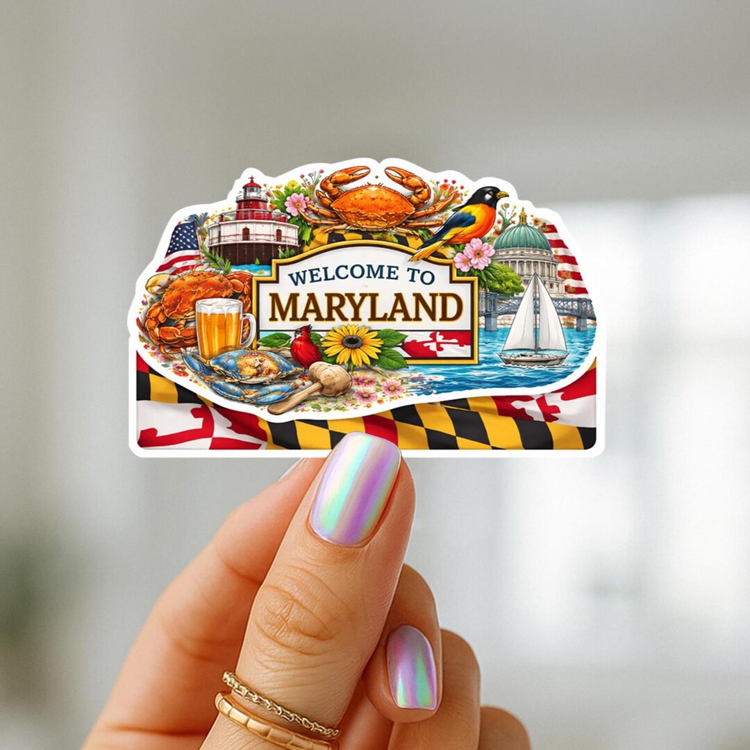 Maryland Sticker: Vinyl Decal for Laptop, Luggage, Phones, Journals ...