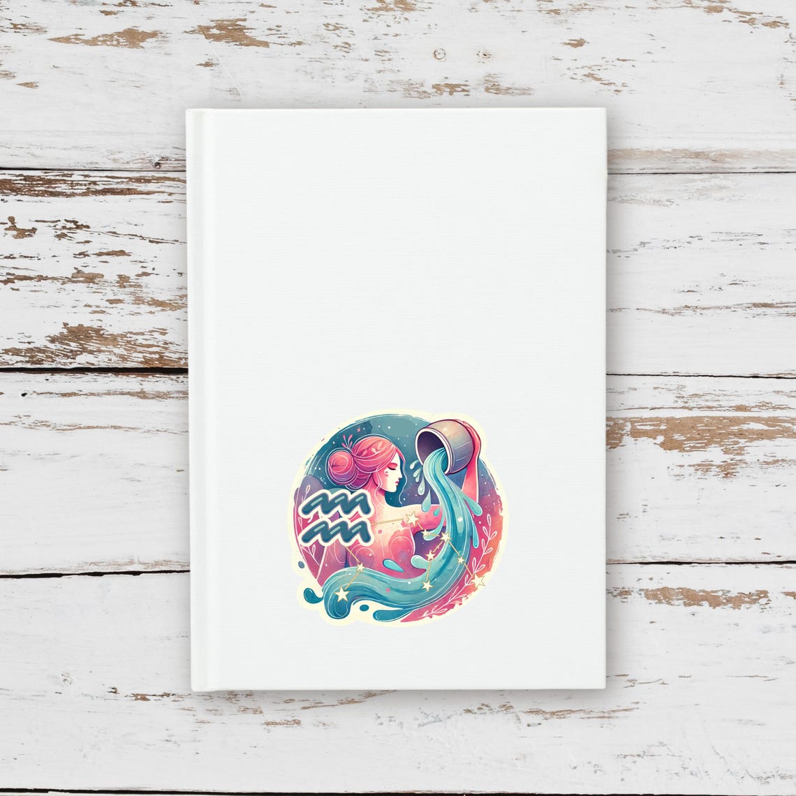 Aquarius Zodiac Sticker: Watercolor Astrology Aquarius Decal ...